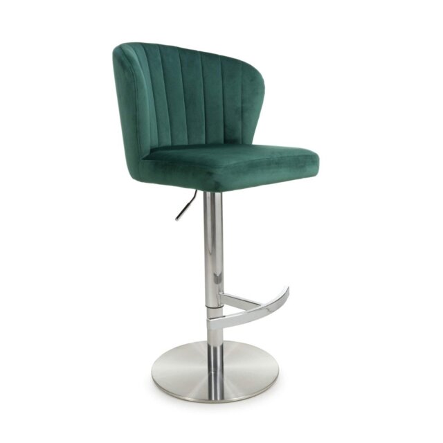Flair Sigma Brushed Velvet Green Bar Stool by Bed Kingdom | ufurnish.com