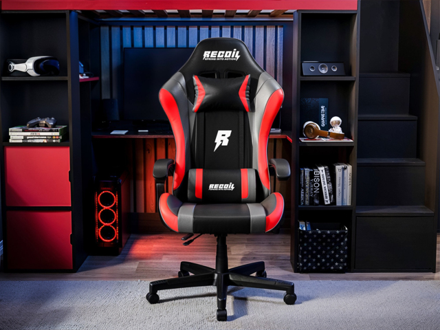 Recoil Vortex Gaming Chair Black & Red PU Leather by Bed Kingdom ...