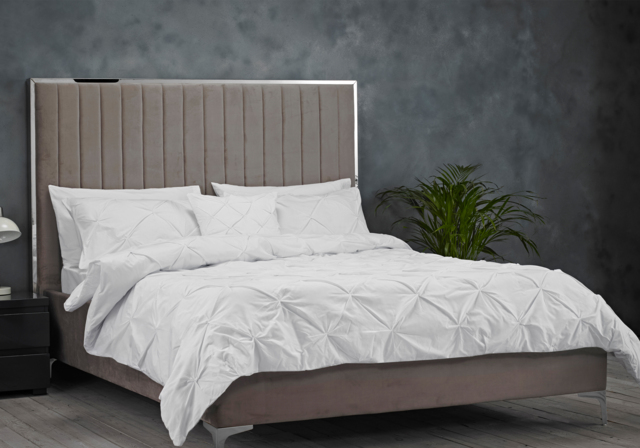 LPD Berkeley Grey Velvet Bed Frame-Double by Bed Kingdom | ufurnish.com