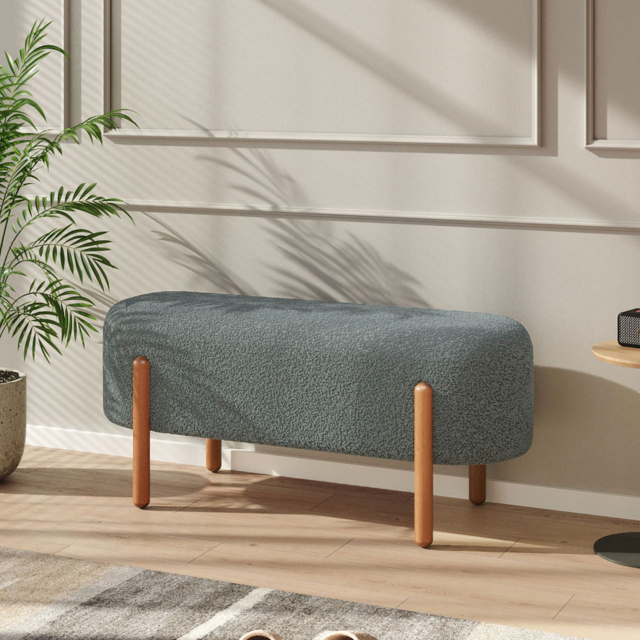 Living & Home Modern Upholstered Boucle Fabric Bench by Bed Kingdom ...