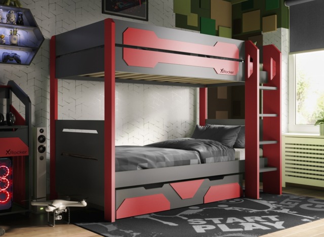 X Rocker Battalion Gaming Bunk Bed with Trundle Drawer-Red by Bed ...
