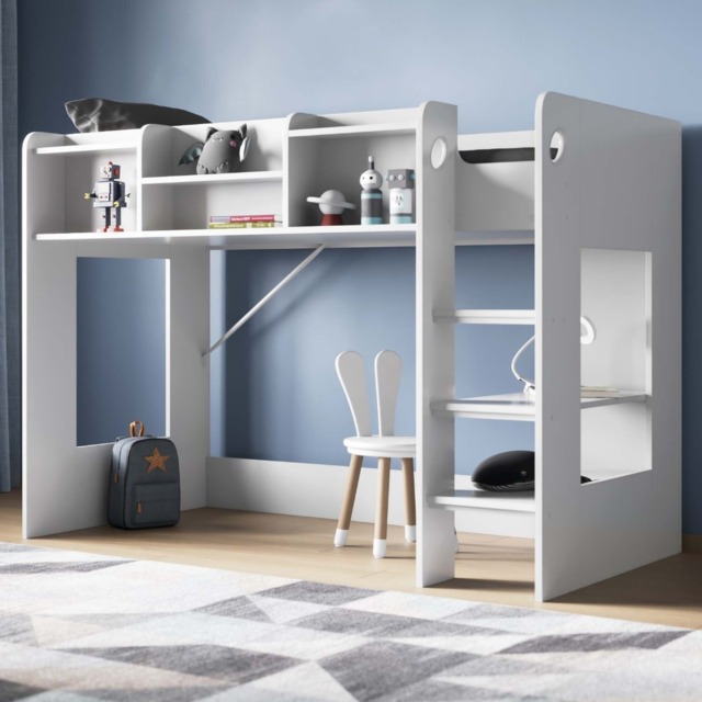 Flair Wizard Junior Mid High Sleeper White by Bed Kingdom | ufurnish.com