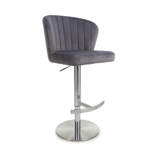 Flair Sigma Brushed Velvet Grey Bar Stool by Bed Kingdom | ufurnish.com