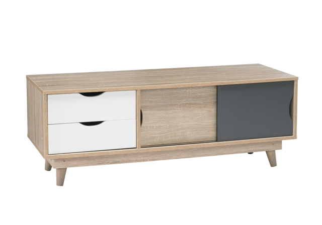 LPD Scandi TV Unit-Oak and Grey by Bed Kingdom | ufurnish.com