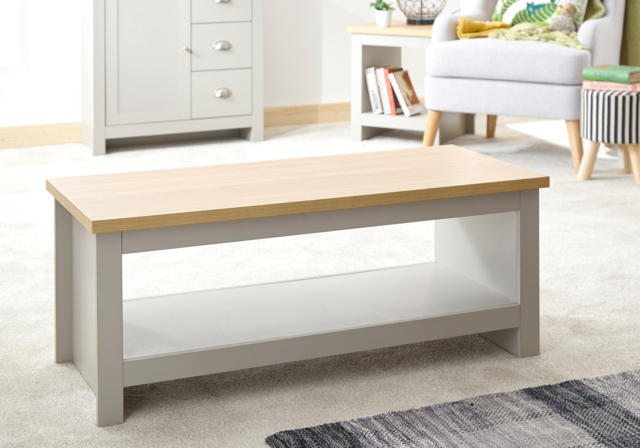 GFW Lancaster Coffee Table With Shelf -Grey by Bed Kingdom | ufurnish.com