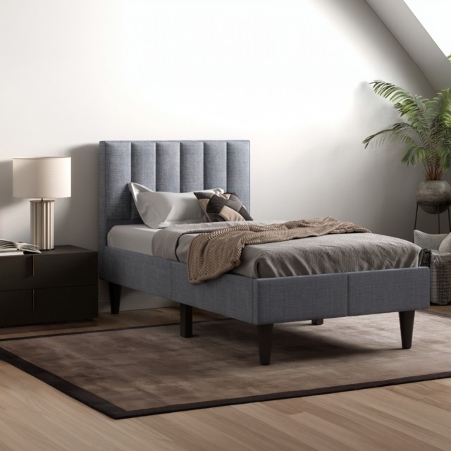 Flair Riverside Single Fabric Bed Grey by Bed Kingdom | ufurnish.com