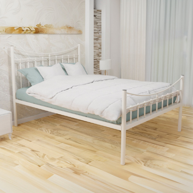 Wholesale Beds Grace Wrought Iron Bed Frame-Ivory-Low Foot End-Single ...