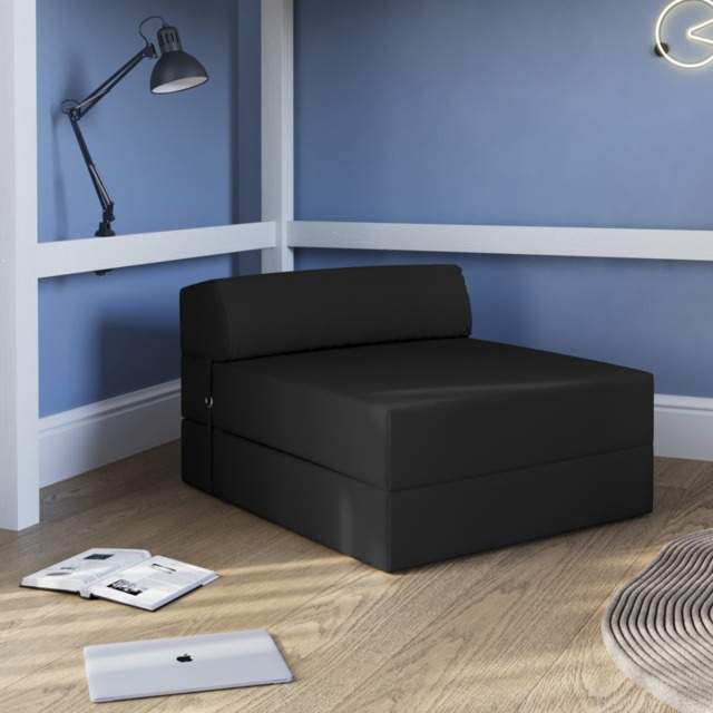Flair Portable Z Fold Futon Black by Bed Kingdom | ufurnish.com