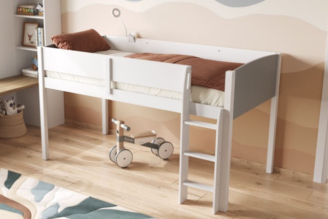 Flair Loop Wooden Mid Sleeper Cabin Bed Grey by Bed Kingdom | ufurnish.com
