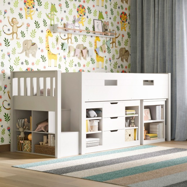 Flair Charlie Staircase Mid Sleeper Storage Set White by Bed Kingdom ...