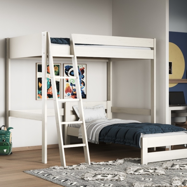 Noomi Tera Double/Single L Shaped Bunk Bed White (FSC-Certified) by Bed ...