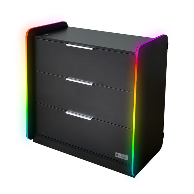 X Rocker Electra 3 Drawer Chest - LED Lighting - Black by Bed Kingdom ...