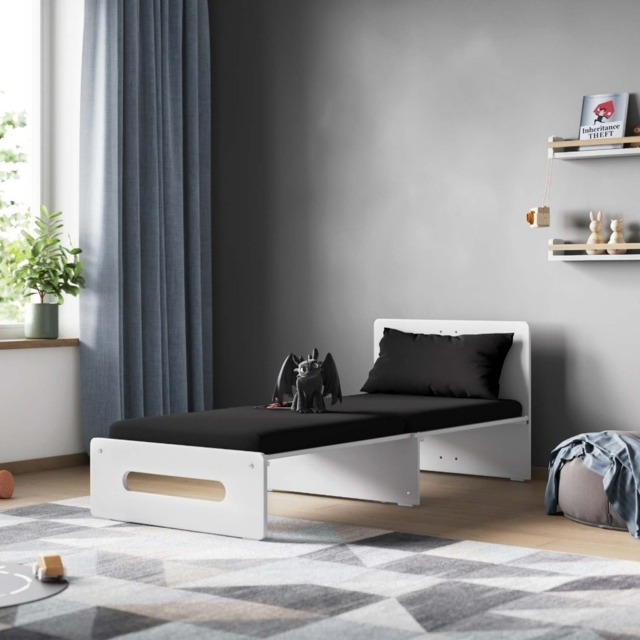 Flair Cosmic Pull Out Futon White/Black by Bed Kingdom | ufurnish.com