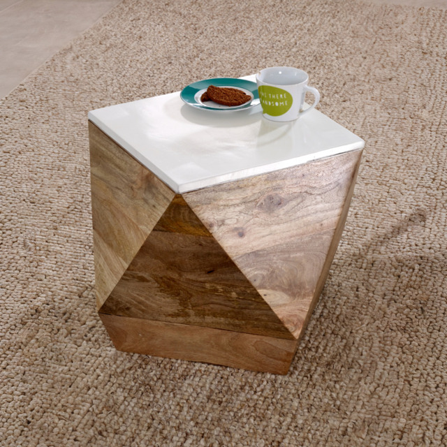 Indian Hub Alfie Side Table Solid Mango Wood by Bed Kingdom | ufurnish.com