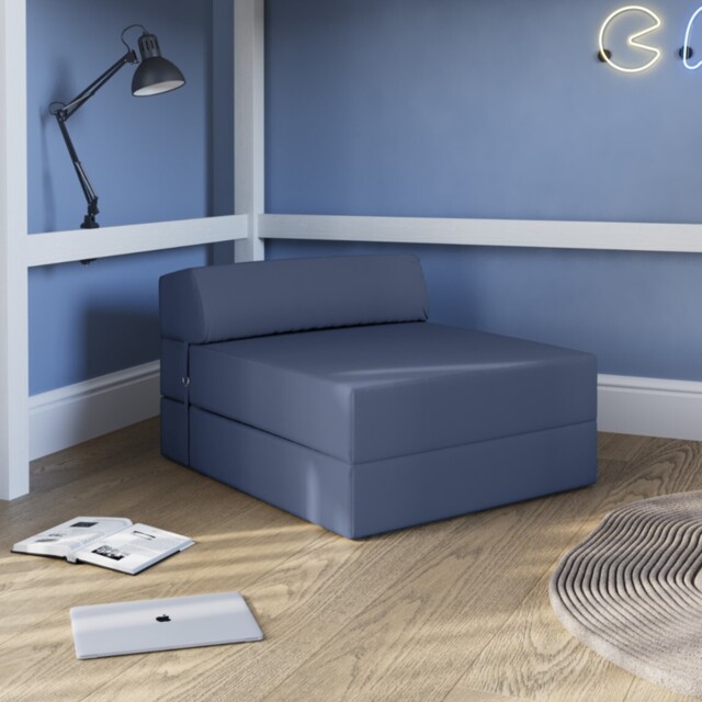 Flair Portable Z Fold Futon Navy by Bed Kingdom | ufurnish.com