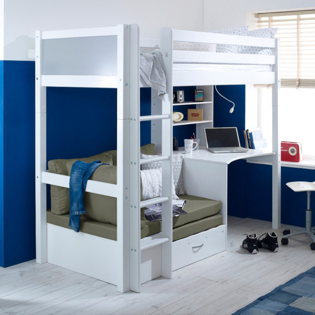 Flexa Nordic Highsleeper 3 -Grey-Grey by Bed Kingdom | ufurnish.com