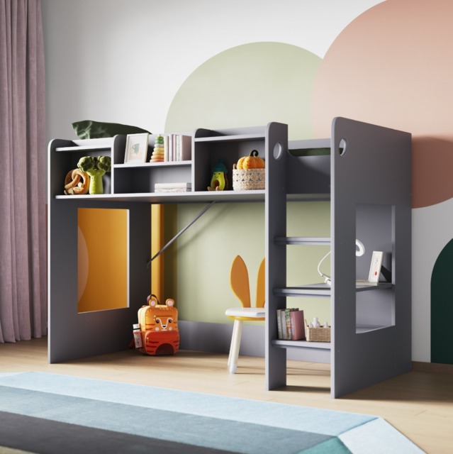 Flair Wizard Junior Mid High Sleeper Grey by Bed Kingdom | ufurnish.com