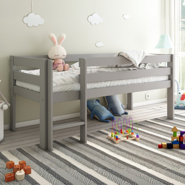 Noomi Solid Wood Shorty Midsleeper Grey (FSC-Certified) by Bed Kingdom ...