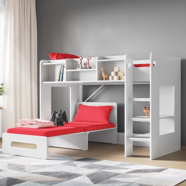 Flair Wizard Junior Mid High Sleeper With Pull Out Futon Scarlet Red by ...