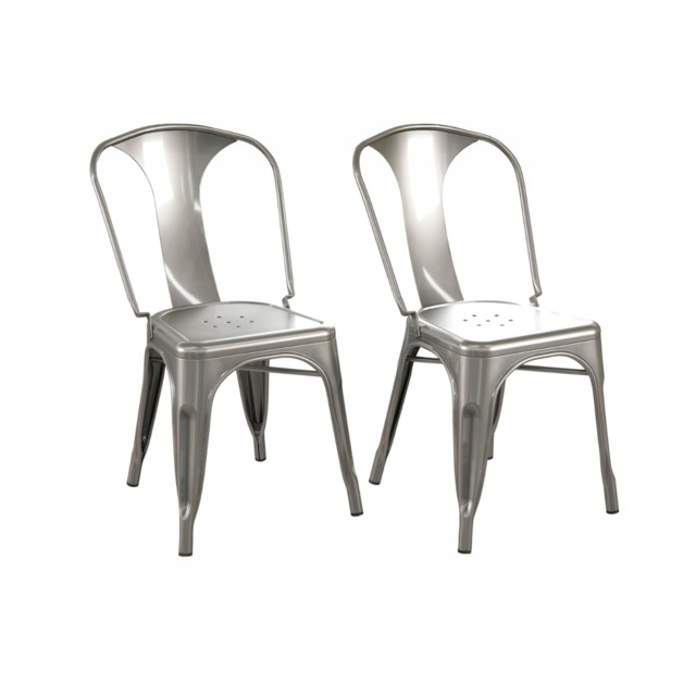 Dorel Finn Metal Dining Chairs Set of 2-Grey by Bed Kingdom | uFurnish.com