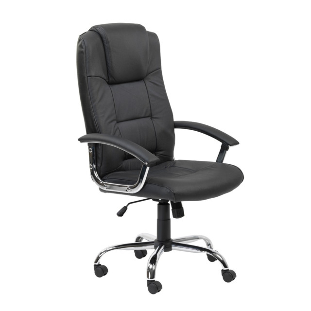 Alphason Houston Leather Office Chair-Black by Bed Kingdom | uFurnish.com