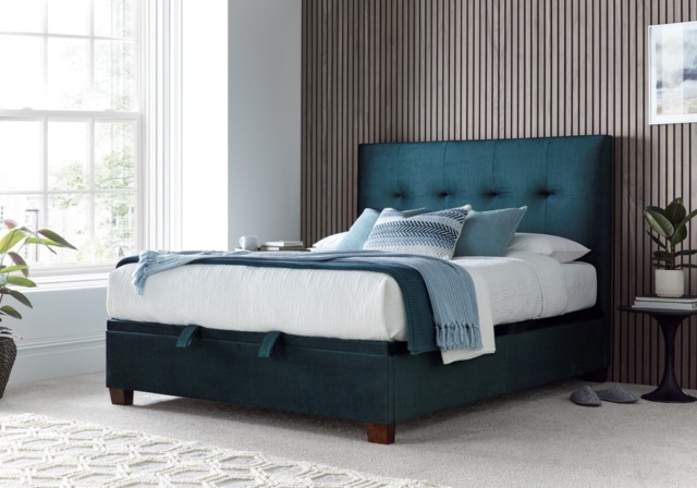 Kaydian Walkworth Fabric Ottoman Bed Frame in Ocean Blue-Double by Bed ...