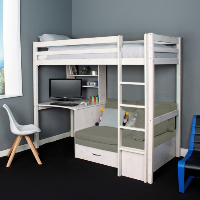 Thuka Hit 9 High Sleeper with Desk & Sofa Bed by Bed Kingdom | ufurnish.com