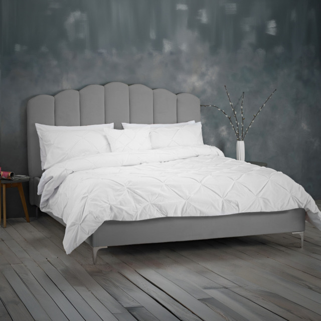 LPD Willow Silver Velvet Bed Frame-Double by Bed Kingdom | ufurnish.com