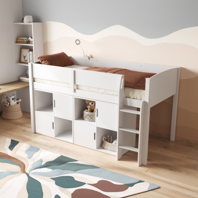 Flair Loop Mid Sleeper Bed Cube Unit Set White 4 White Doors by Bed ...