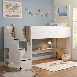 Flair Olivia Mid Sleeper Bed with Shelves and Storage Stairs by Bed Kingdom ufurnish