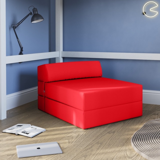 Flair Portable Z Fold Futon Red by Bed Kingdom | ufurnish.com