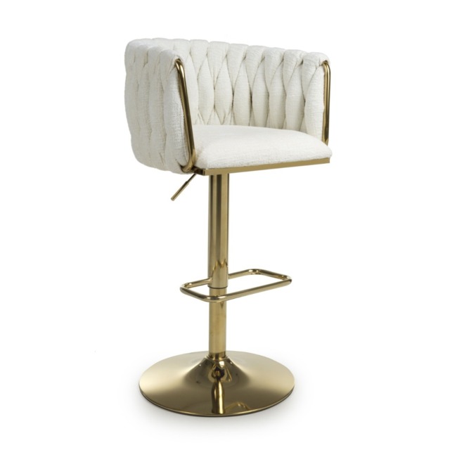 Flair Bellaire Linen Effect Cream Bar Stool by Bed Kingdom | ufurnish.com