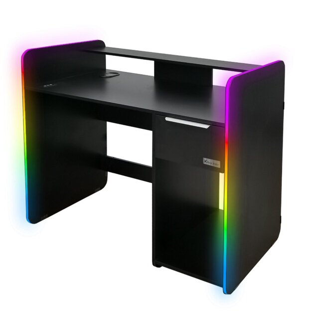 X Rocker Electra Desk - LED Lighting - Black by Bed Kingdom | ufurnish.com