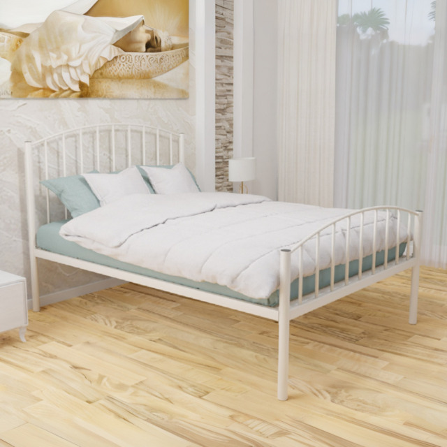 Wholesale Beds Francesca Wrought Iron Bed Frame-Ivory-High Foot End ...
