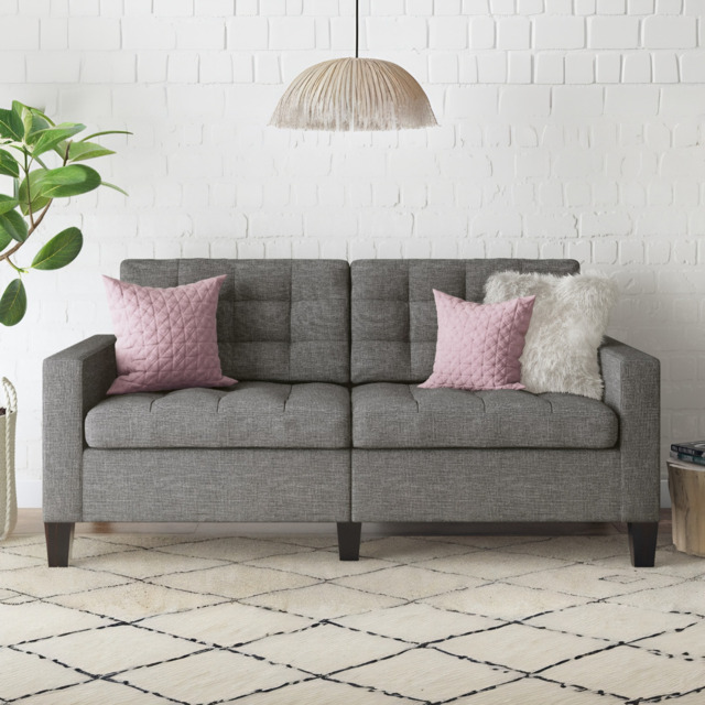 Dorel Bowie 2 Seater Sofa Grey Linen by Bed Kingdom | ufurnish.com