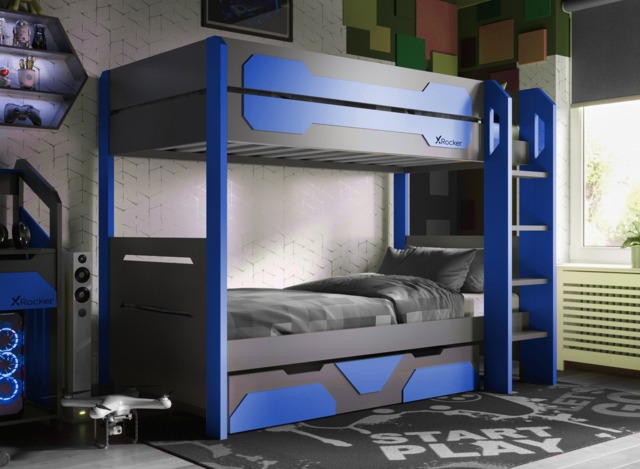 X Rocker Battalion Gaming Bunk Bed with Trundle Drawer-Blue by Bed ...