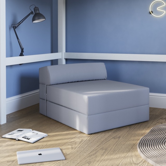 Flair Portable Z Fold Futon Grey by Bed Kingdom | ufurnish.com
