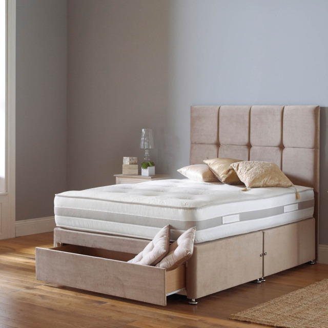 Myer Adams Memory Pocket Silk Divan-Double-No Drawers by Bed Kingdom | ufurnish.com