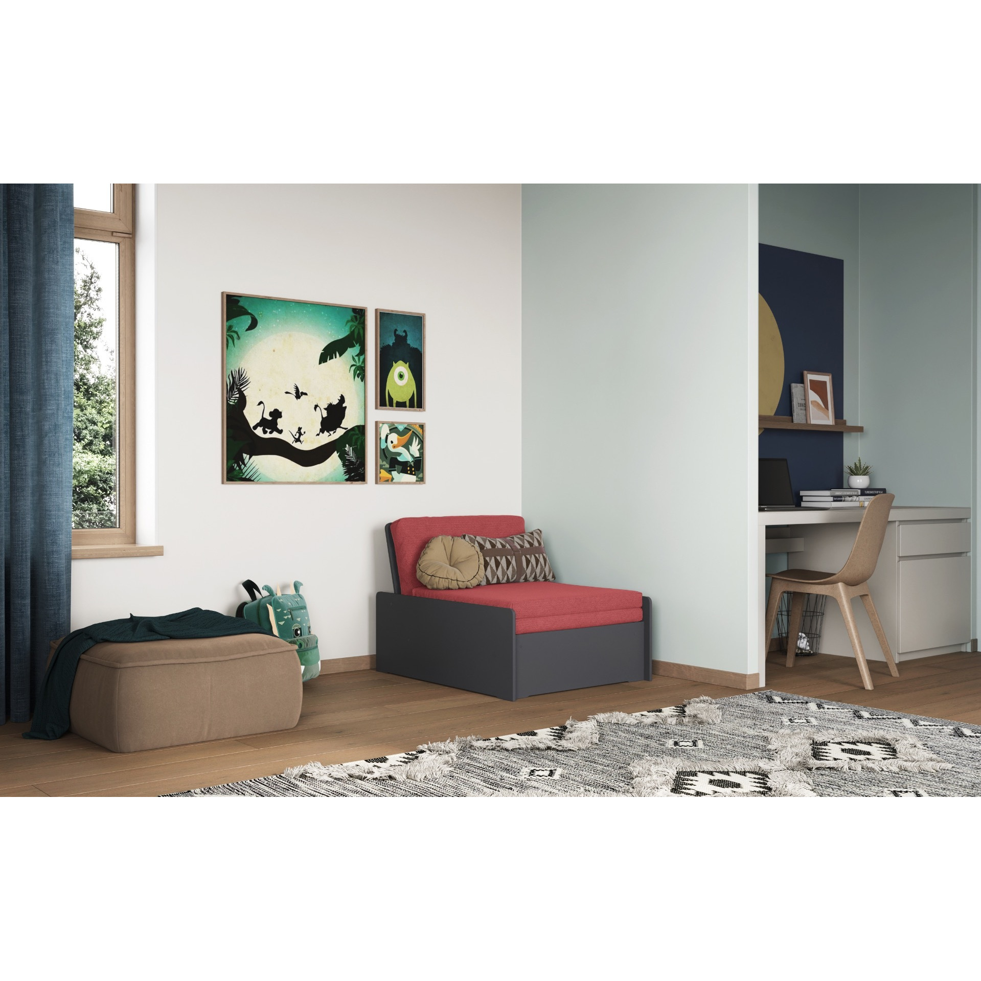 Noomi Tera Pull Out Futon (FSC Certified) Grey by Bed Kingdom ...