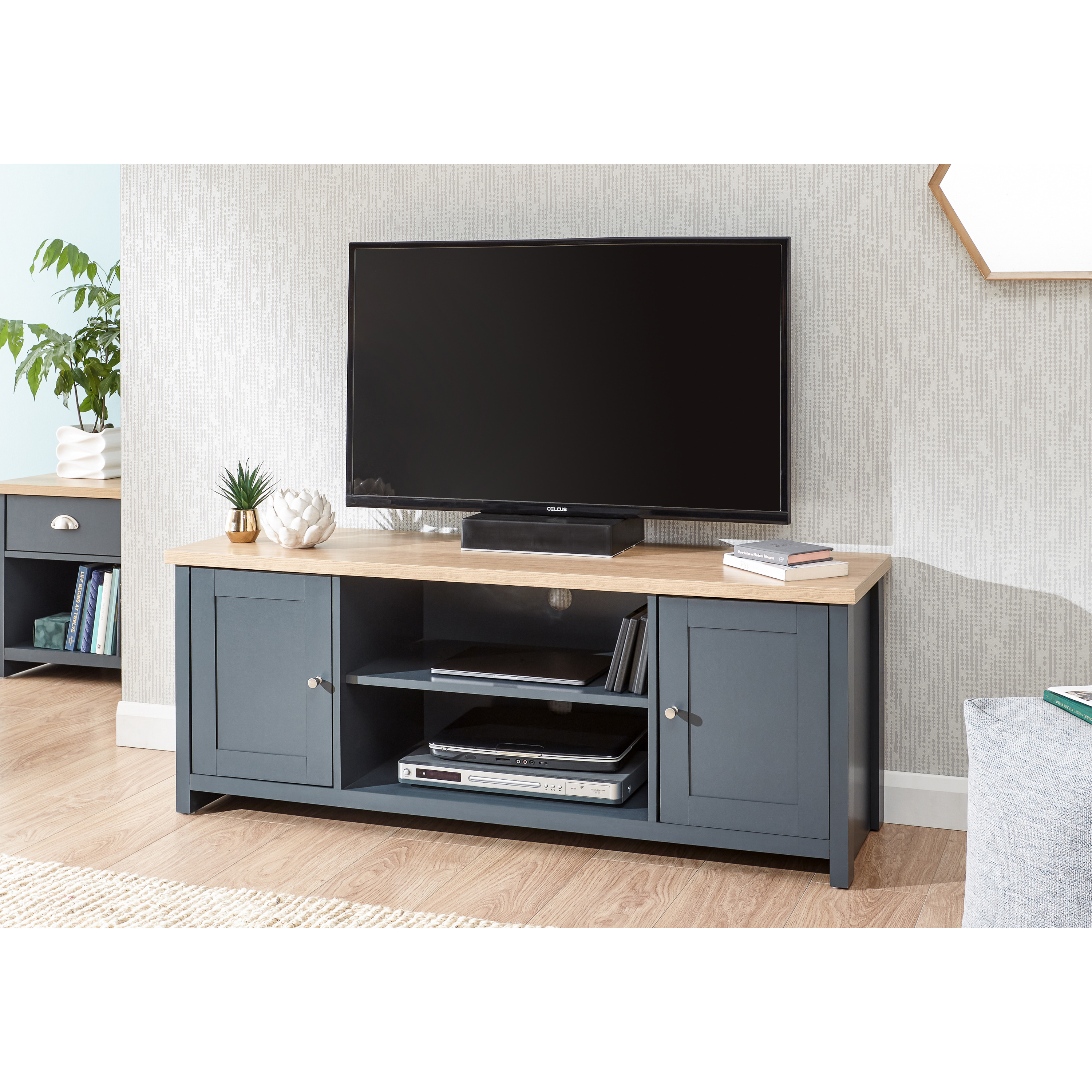 GFW Lancaster Large TV Cabinet Slate Blue by Bed Kingdom | ufurnish.com