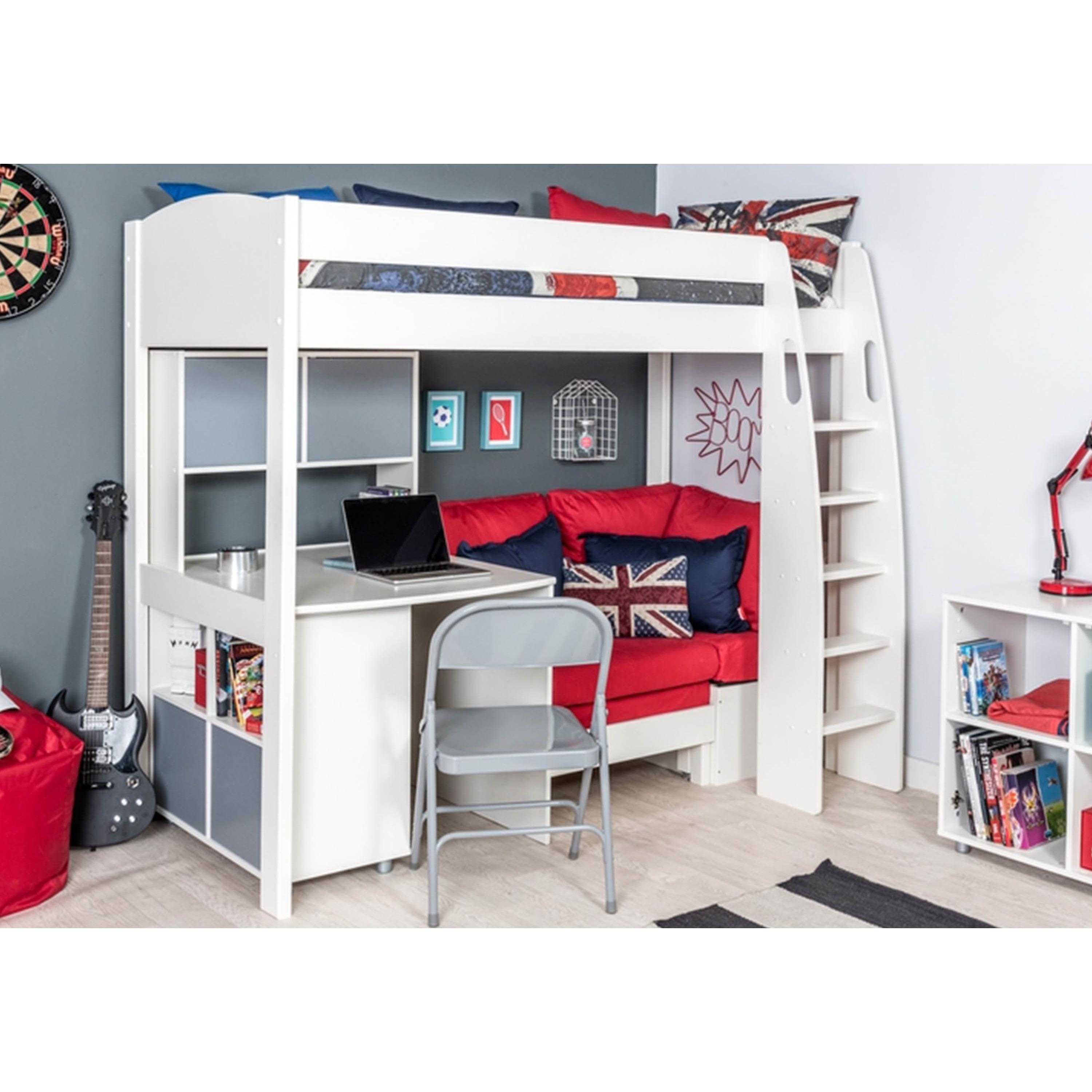 Stompa Uno S 26 High Sleeper Red by Bed Kingdom | ufurnish.com