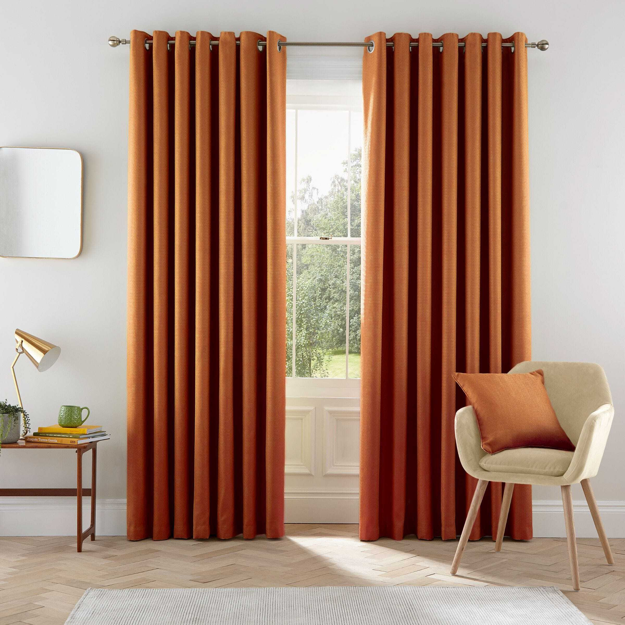 "Helena Springfield Eden Lined Curtains 90"" x 54"", Ginger" by Bedeck ...