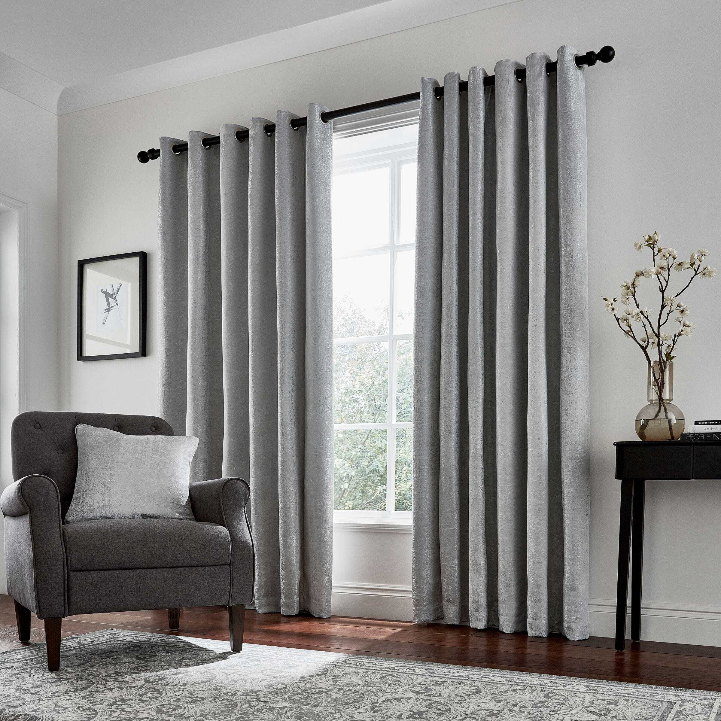 "Helena Springfield Roma Lined Curtains 90"" x 72"", Silver" by Bedeck ...