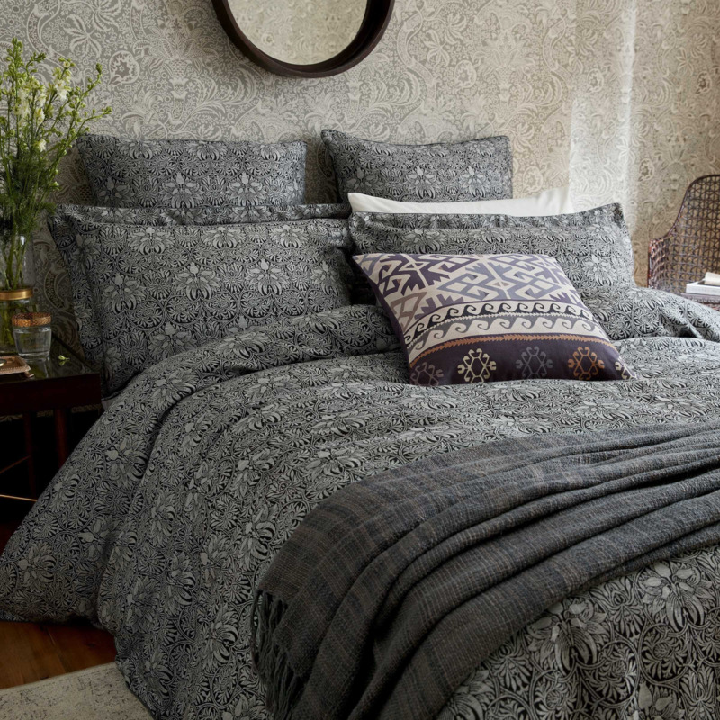 William Morris Crown Imperial Double Duvet Cover, Charcoal by Bedeck ...