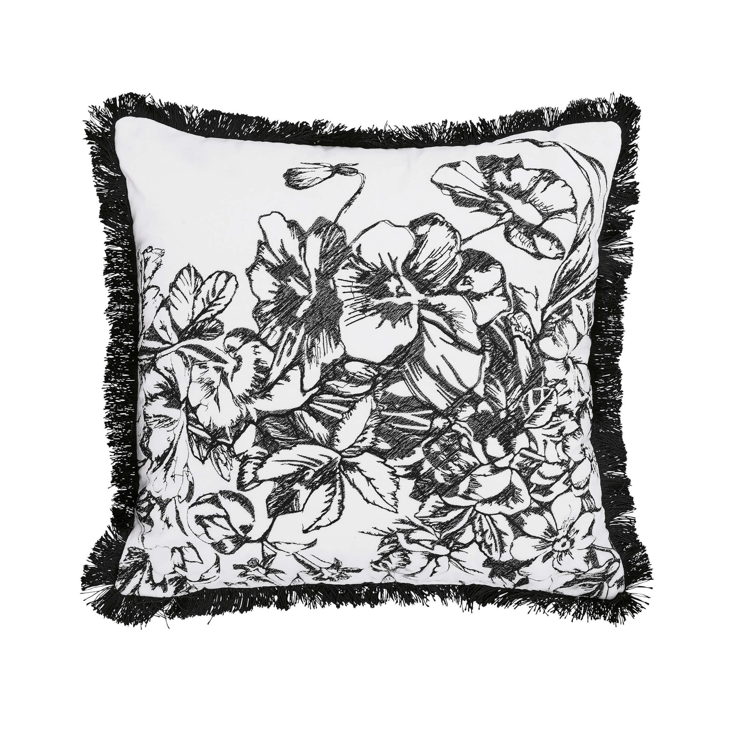 Ted Baker Elegance Floral Border Cushion 45cm x 45cm, Black by Bedeck ...