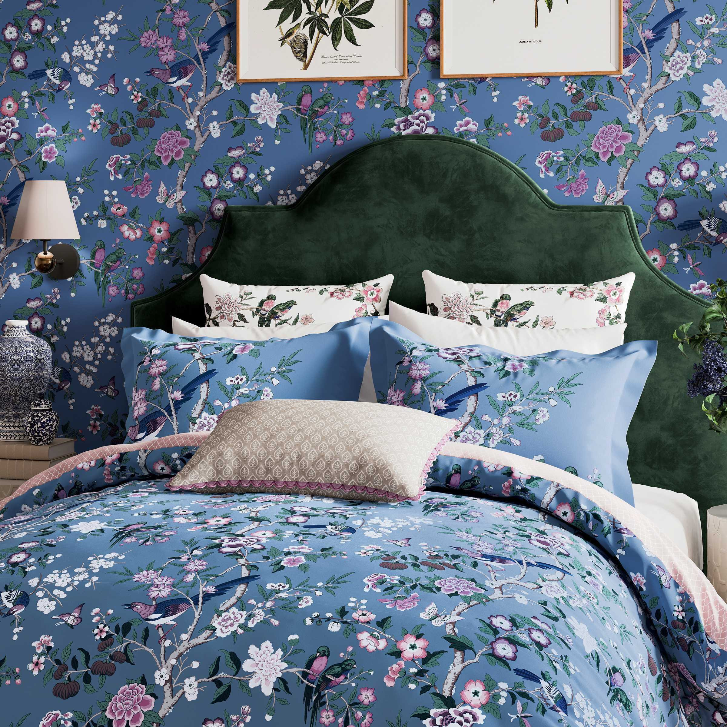 Sanderson Chinoiserie Hall Single Duvet Cover Set, Blueberry by Bedeck ...