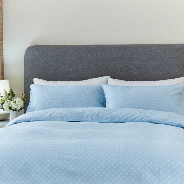 Helena Springfield Brushed Polka Dot Single Duvet Cover Set, Blue by ...