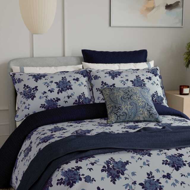 Bedeck of Belfast Freya Single Duvet Cover Set, Midnight Blue by Bedeck ...