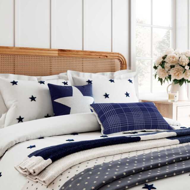 Helena Springfield Star Single Duvet Cover Set, Navy by Bedeck Home ...
