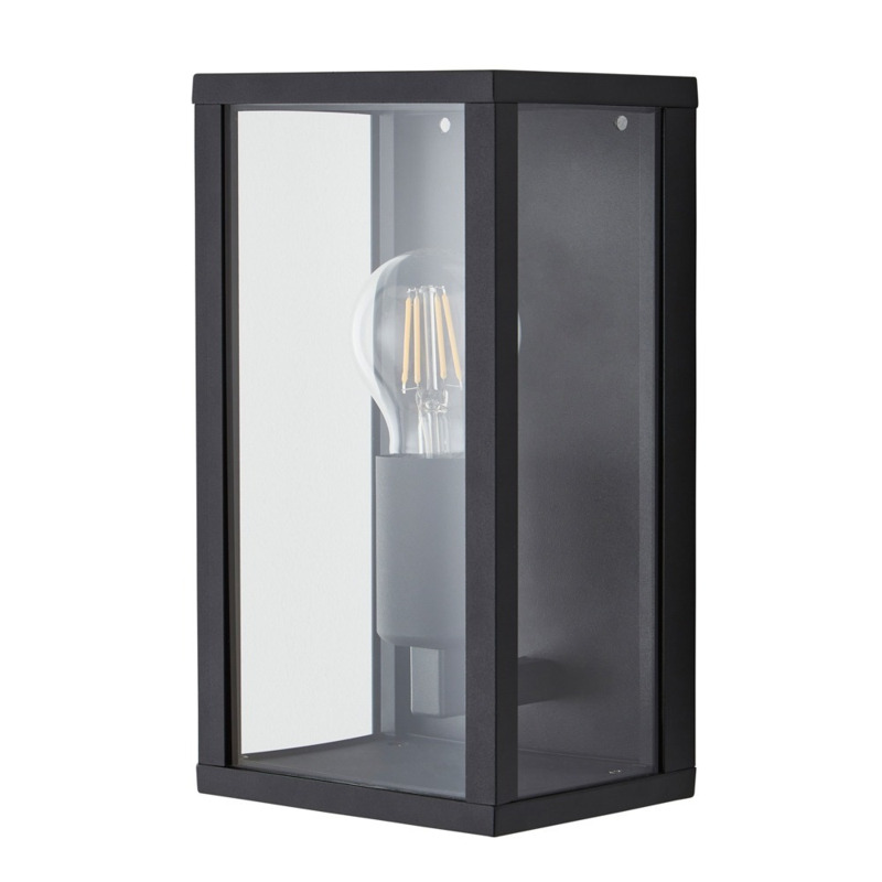 Waylon Outdoor Glass Panel Wall Light, Black by BHS | ufurnish.com